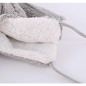 Home Prefer Toddler Girls Winter Hat with Earflaps Soft Sherpa Lining Knitted Hat Kids Winter Hat Light Gray 2-4T