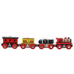 Bigjigs Rail Wooden Pirate Train - Other Major Wood Rail Brands are Compatible