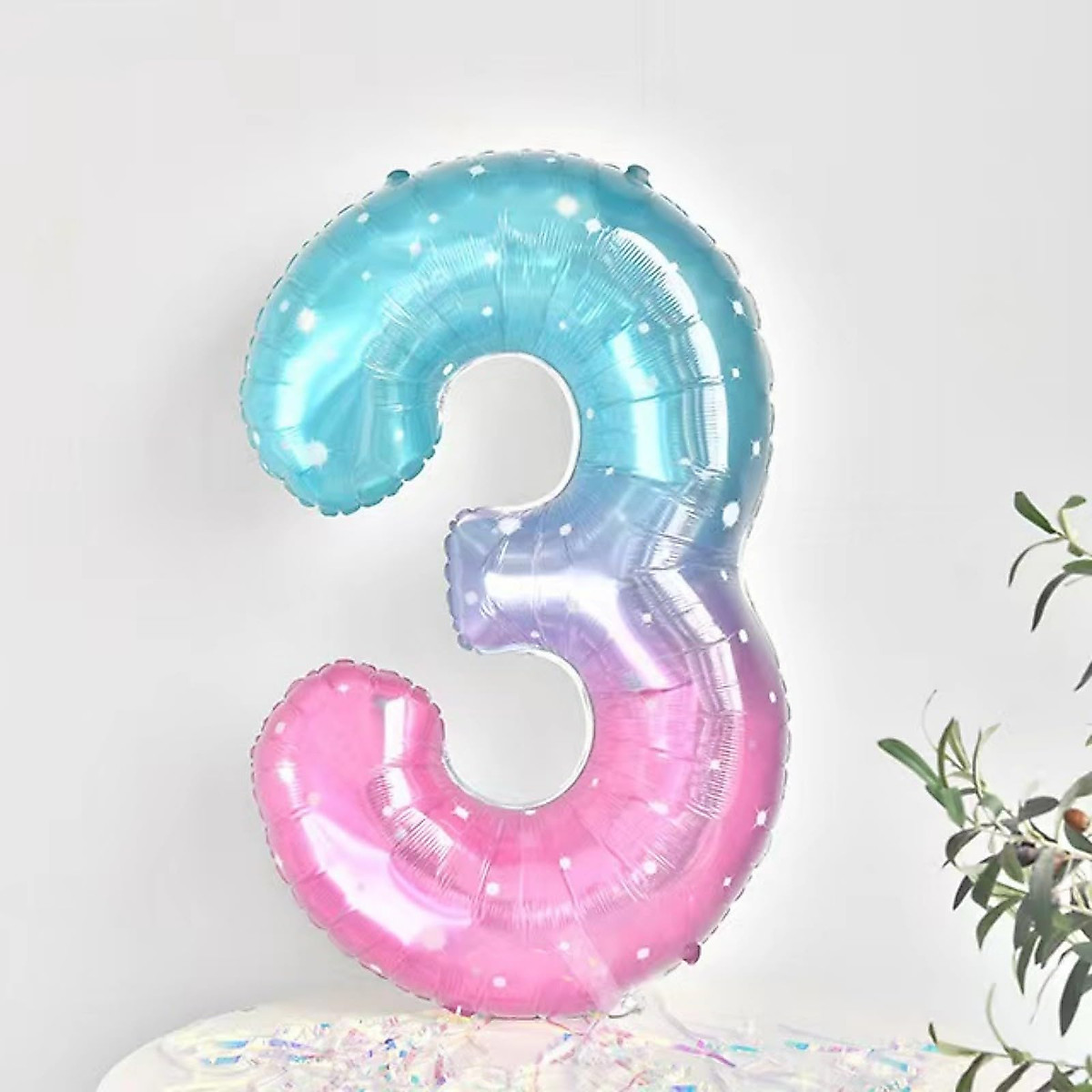 40 Inch Starry Sky Gradient Number 3 Balloons for 3rd Birthday Party Decorations. (3)