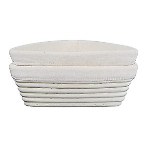 Potted Pans Banneton Basket Set of 2-8 Inch Triangle Rattan Sourdough Bread Proofing Basket with Cloth Liners - Triangle Bread Bowl with Linen Banneton Liner for Homemade Sourdough Baking