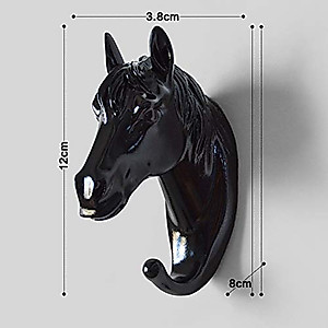 Animal Head Key Hooks Decorative for Wall Creative Resin Hook Hanger (Pack 6) Animal Shaped Coat Hat Hook Wall Hanging Wall Hook Decorative Gift (Black)