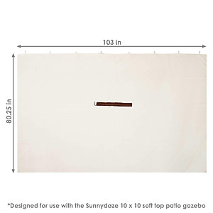 Sunnydaze Gazebo 4-Piece Sidewall Set - Outdoor 80 Inches Tall x 103 Inches Wide Polyester Fabric Gazebo Curtains Only - Provides Shade and Privacy - Replacement Sidewall Set - Cream