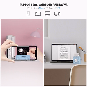 Buyounger Mini Printer, Mini Sticker Printer for iPhone Android Phone, Pocket Printer for Photo Picture Home Office Label Notes QR Code (Blue)
