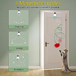 umosis Hanging Cat Toy, Automatic Teaser Cat String Toy, Electronic Interactive Kitten Mental Physical Exercise Cat Toys for Indoor Cats, Rechargeable