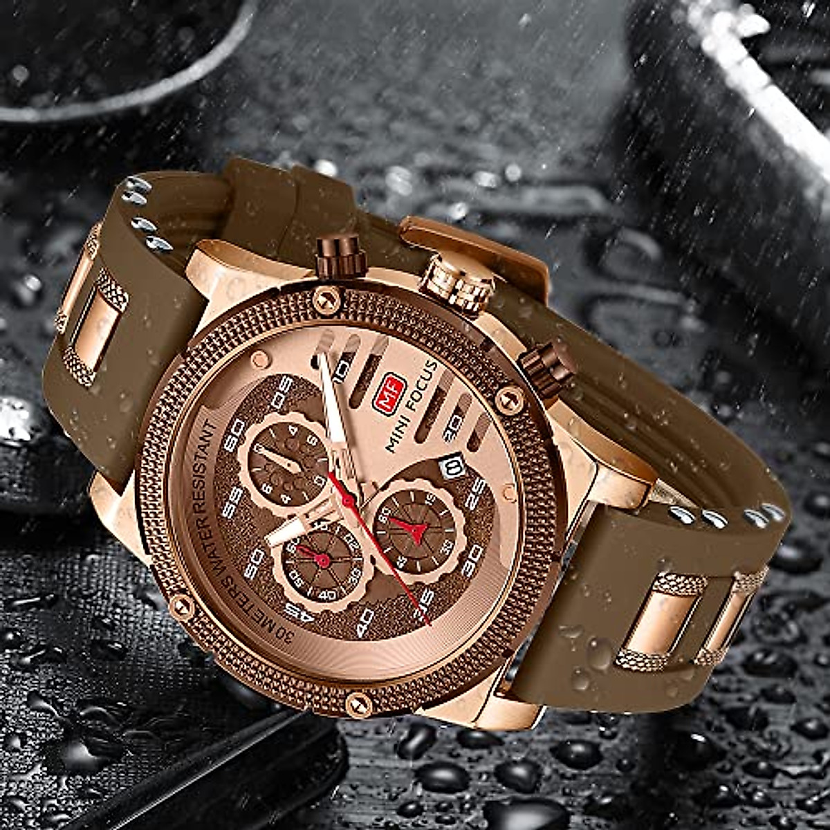 AIMES Mens Watches Chronograph Casual Leather Watch Analog Quartz Movement Stylish Sports Designer Wrist Watch 30M Waterproof Elegant Gift Watch for Men