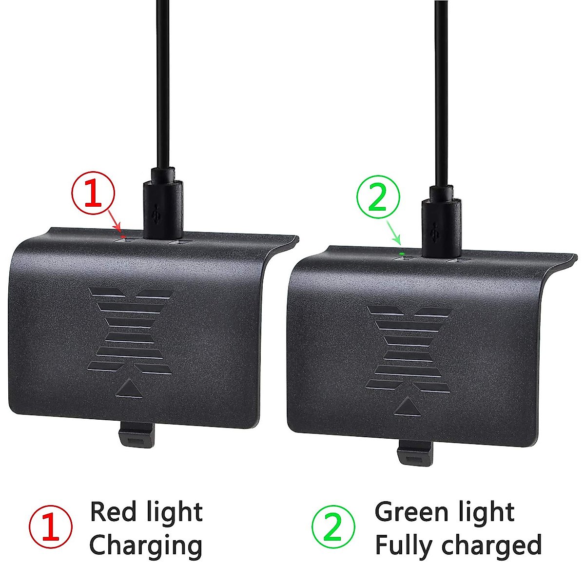 Batmax 2X Micro USB-Output 1100mAh Battery Packs for Xbox One Xbox One S Xbox One X Xbox One Elite Wireless Controllers Rechargeable Ni-MH Not fits for Xbox Series X/S 2020 + 2-in-1 USB Cable (Black)