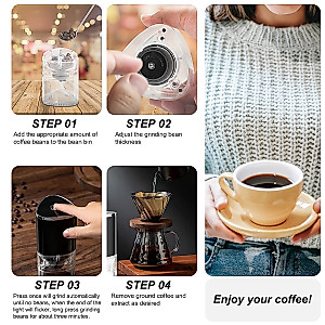 KMYC Coffee Grinder Electric Rechargeable, Bean Grinders for Espresso Coffee Maker and Spice Salt Pepper, Coarse Fine Adjustable Grinding Setting, Small Size Portable and Cordless