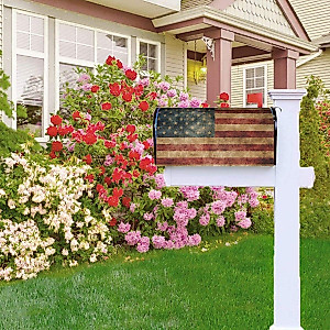 Mount Hour Retro American Flag Mailbox Covers Magnetic Post Box Cover Wraps Standard Size 21x18 Inches for Garden Yard Decor