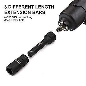 CASOMAN 3/4” Drive Impact Extension Bar, Cr-Mo Steel,3-Piece Set 4”, 6”, 10” ext. bar