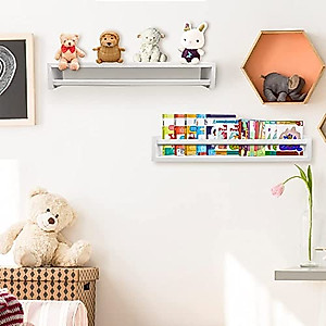hundrecip Floating Book Shelves White 24inch Set of 2 for Nursery Bathroom Bedroom (White-24), 24 x 3.94 x 3.54 inch