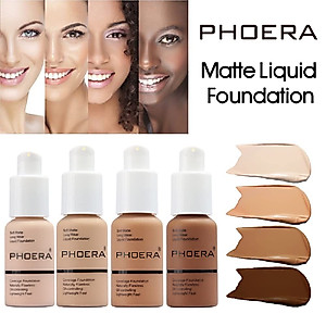2 Pack Phoera Foundation Makeup For Older Women,Flawless Soft Matte Liquid Foundation 24 HR Oil Control Concealer Foundation Makeup,Full Coverage Foundation for Women and Girls (104 Buff Beige)
