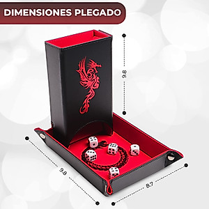 ZenPath Portable Dice Tower and Tray with Non-Scratch Felt Lined Rolling and Velvet Surface | Folding 8" DND Dice Tray | DND Dice Tower for RPG Board and Table Games