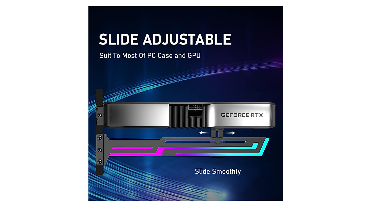 ARGB GPU Support Bracket with RGB Lighting, Adjustable & Sturdy