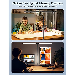 Beanet LED Desk Lamp with Clamp,Architect Desk Lamp for Home Office,24W Ultra Bright with RGB Atmosphere Lighting,Remote Control,5 Color Modes & 5 Dimmable Eye Protection for Monitor Studio Reading