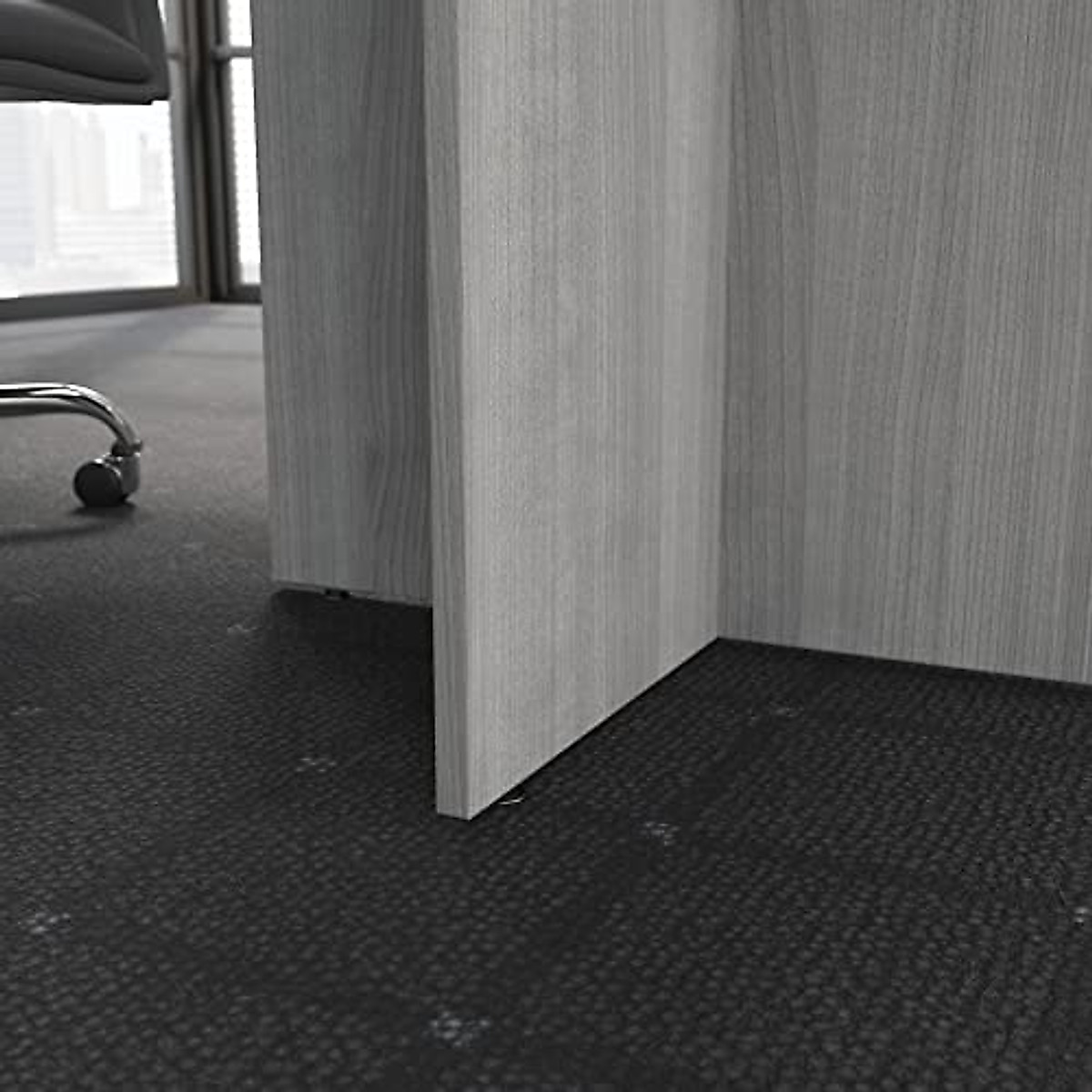 Bush Business Furniture 42W Round Conference Table with Wood Base in Platinum Gray