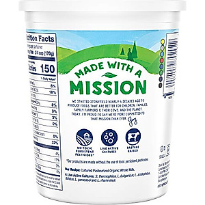 Stonyfield Organic Greek Whole Milk Yogurt, Plain, High in Protein (16g), Multiserving Snack & Cooking Substitute, 30 Oz