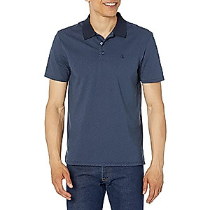 Calvin Klein Men's Mini Geo Print Smooth Cotton Monogram Logo Polo Shirt, Crayon Blue