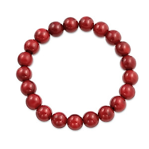 Bling Jewelry Simple Plain Stacking Round Coral Red Stone Ball Bead Stackable Strand Stretch Bracelet For Women Teen For Men 8MM