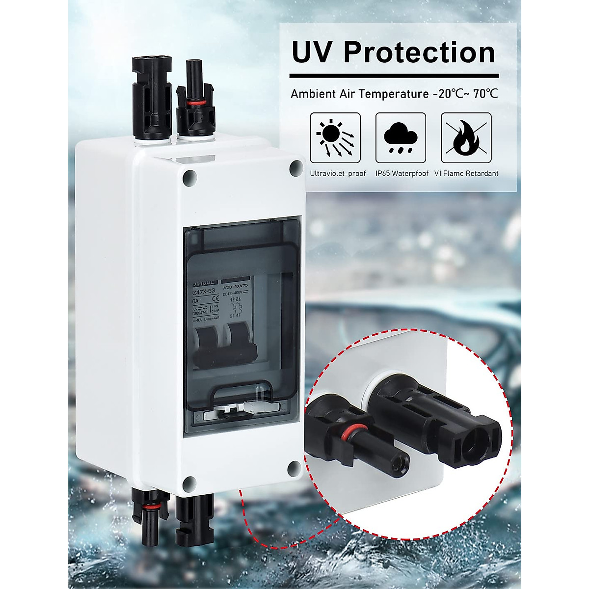 DIHOOL 20 Amp dc Circuit Breaker with Electrical pv Disconnect Box for Solar Panels, Solar Disconnect Switch Outdoor