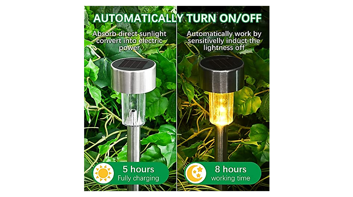 SOLPEX 12-Pack Solar Outdoor Pathway Lights - Stainless Steel