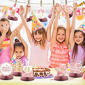 Rose Gold Birthday Decorations Honeycomb Centerpieces for Women -Rose Gold Table Decorations for Birthday Party supplies Favor