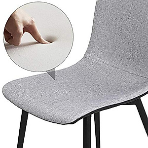 Topeakmart Set of 4 Dining Room Chairs Modern Fabric Cushion and Back Dining/Diner Chairs Armless Chairs for Kitchen, Dining Room, Living Room, Restaurant, Gray