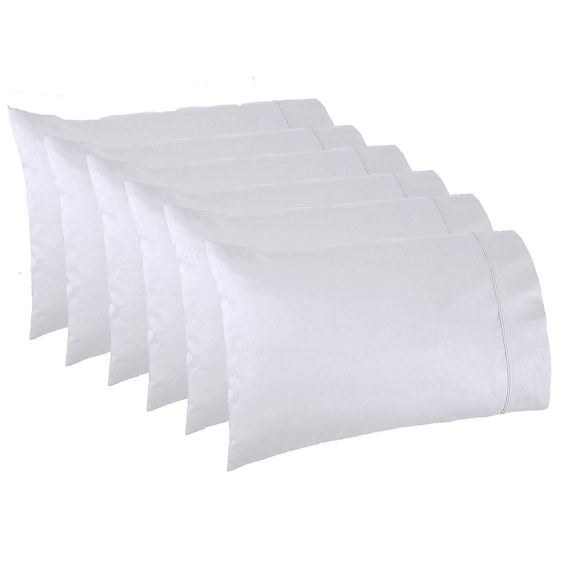 Lasimonne White Pillowcases,Pack of 6, Standard/Queen Size, 200 Thread Count Percale, CVC Pillow Cover