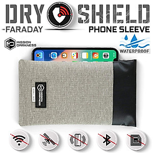 Mission Darkness Dry Shield Faraday Phone Sleeve // Slim Waterproof Dry Bag for Cell Phones + RF Shielding Liner // Signal Blocking, Anti-tracking, EMP Shield, Data Privacy, Electronic Device Security