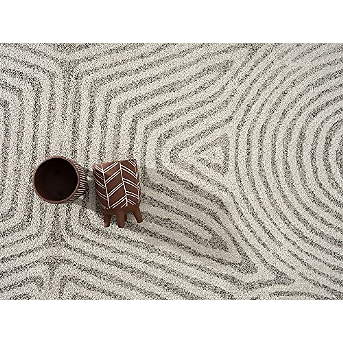 Abani Large Area Rug - Farmhouse Rugs, Stain and Shedding Resistant Large Area Rugs for Living Room, Brown Beige African Pattern ​Dining Room Rug, Rectangle Large Rugs 7'9" x 10'2"