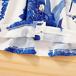 YOUNGER TREE 1-5T Toddler Kids Girls Summer Dress Sling Blue Floral Casual Dress Pattern Girls Party Dress Sleeveless (12-18 Months, Blue Flora Strap Dress, 12_Months)