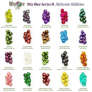 Wiz Dice Series II - Polyhedral Dice Set for Tabletop RPG Adventure Games with a Dice Bag - DND Dice Set, Suitable for Dungeons and Dragons, MTG and Dice Games Alike - Swamp Ooze - 7 ct