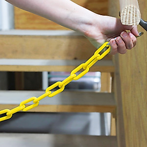 BISupply Yellow Plastic Chain Links - 125ft x 2in Plastic Barrier Chain for Safety Crowd Control or Plastic Links Halloween Decor Chains for Costumes