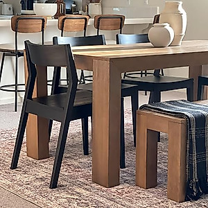 Plank+Beam Modern Dining Chair, Wooden Kitchen and Dining Room Chair, Wood Chair for Office, Living Room, Black