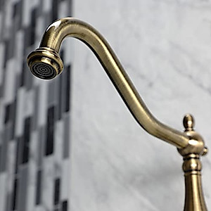 Kingston Brass Heritage 8-Inch Centerset Wall Mount Kitchen Faucet, Antique Brass
