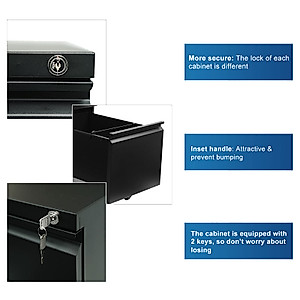 PALFISH 2-Drawer File Cabinet with Lock, Metal Filling Cabinets Suits Legal/Letter Size for Home Office, Fully Assembled Except Wheels, Grey (2-Drawer Widen, Black)