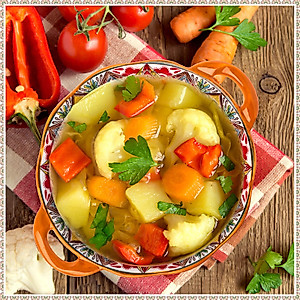 Lallisa 5 Pcs 32 oz Ceramic Soup Bowls with Double Handle Oven Safe Soup Bowls Colorful Cute Bowls Embossed Soup Bowls Set for Cereal, Soup, Salad, Stew, Cereal, Pot Pies and Pasta