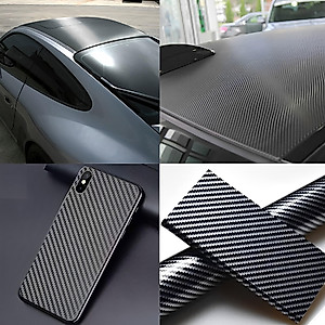 Lypumso 3D Black Carbon Fiber Vinyl Wrap, Air Release Technology Car Wrap Vinyl Roll, Self Adhesive Wrap Stickers Waterproof Film Auto Exterior Interior Decoration 1ft x 13ft