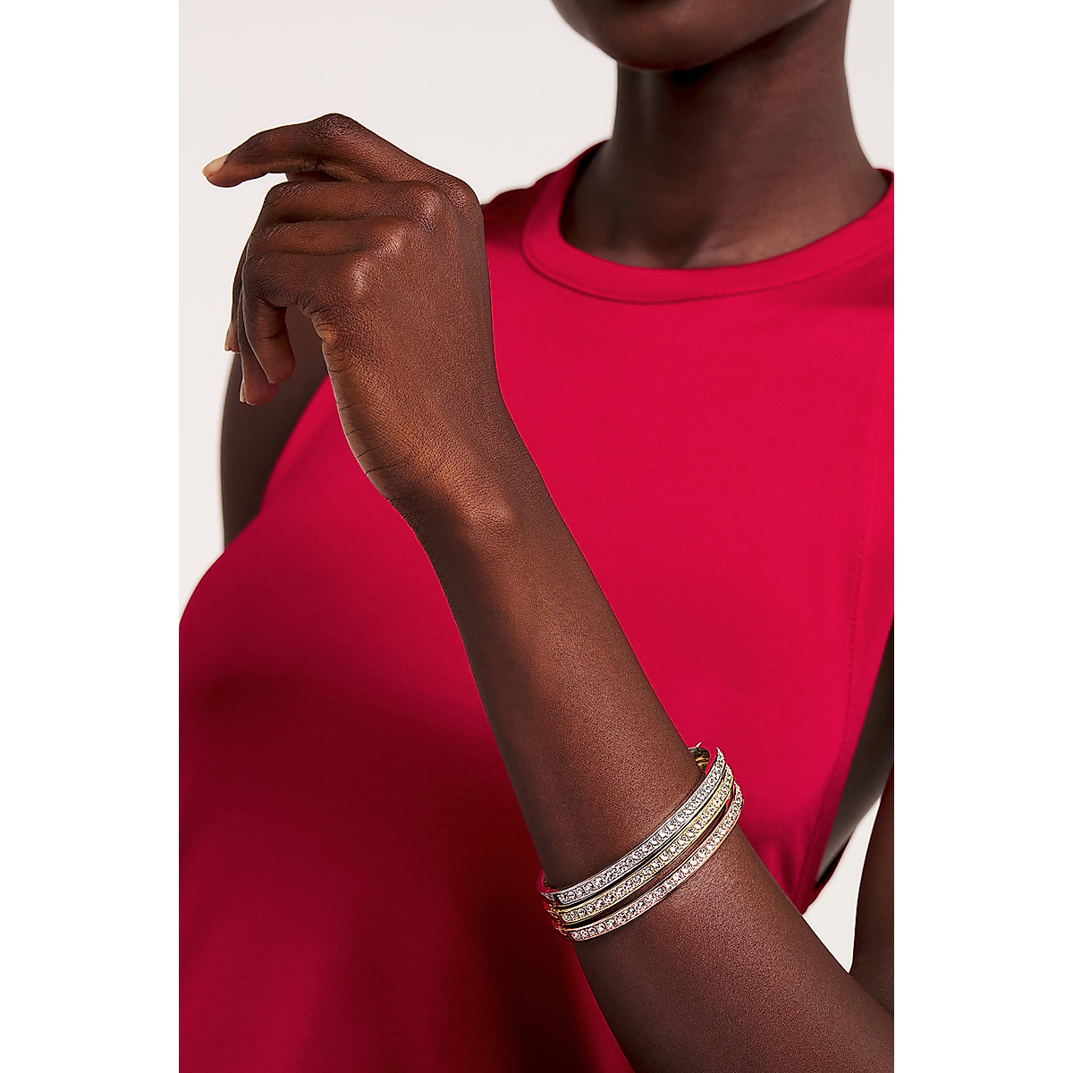 Ted Baker London Clemara Hinge Crystal Bangle Bracelet for Women (Gold Tone)