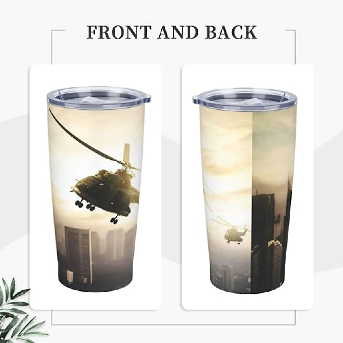20oz Insulated Tumblers with Lids and Straws Aircraft Above City Stainless Steel Coffee Tumbler Cup Double Wall Vacuum Travel Coffee Mugs for Home, Office, Outdoor