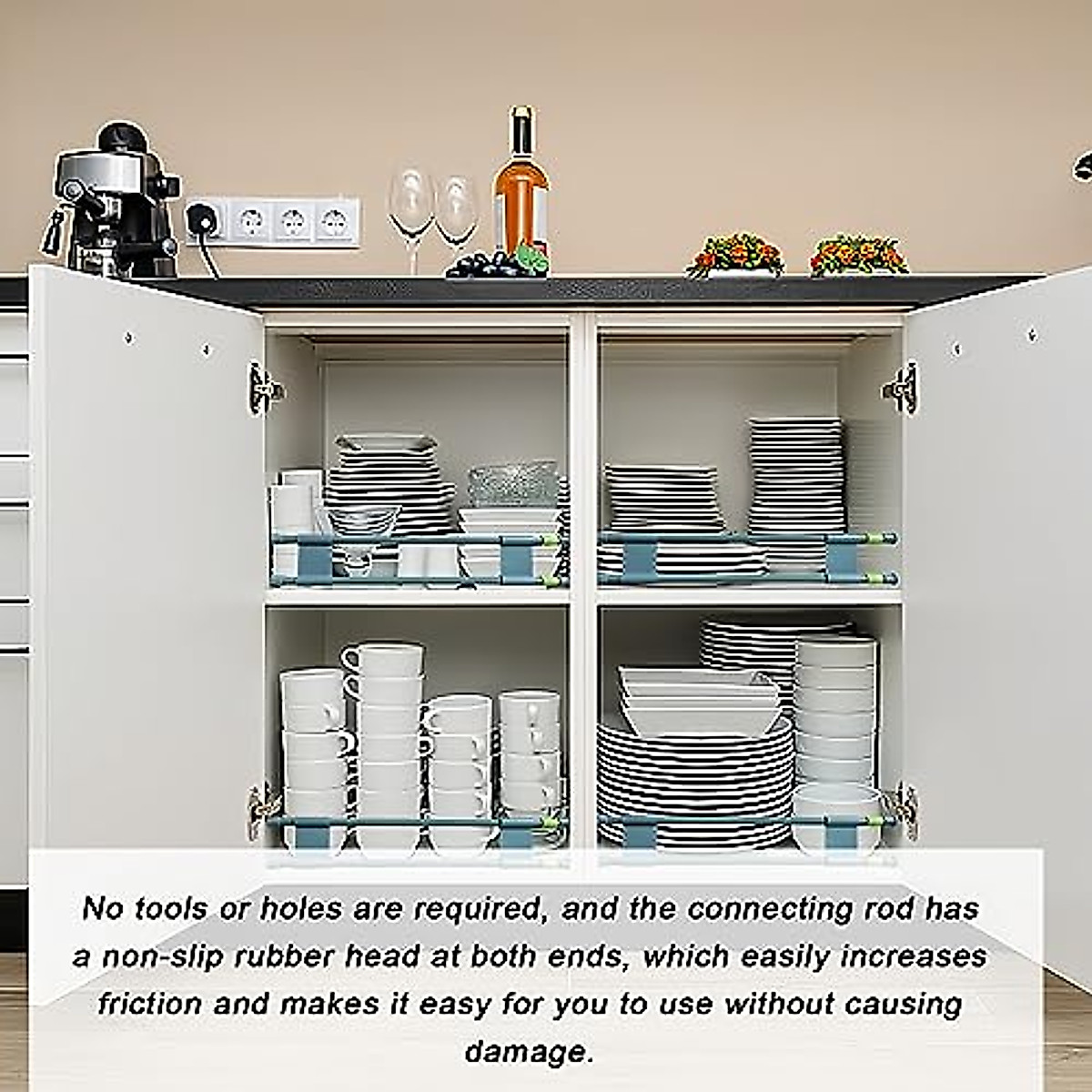 Rhitchy Double Rv Refrigerator Bars: 4 Sets Adjustable Spring Tension Fridge Rod Rv Refrigerator Accessories for Holding Food Drinks in Place, 15.8-27.6 Inch