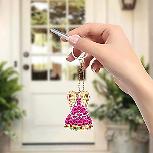LUSandy 6pcs DIY 5D Angel Lady Diamond Painting Keychain Kits Double Sided Special Shape Lady Diamond Art Key Chain Key Ring Set for Backpack Shoulder Bag Accessories Adults and Kids