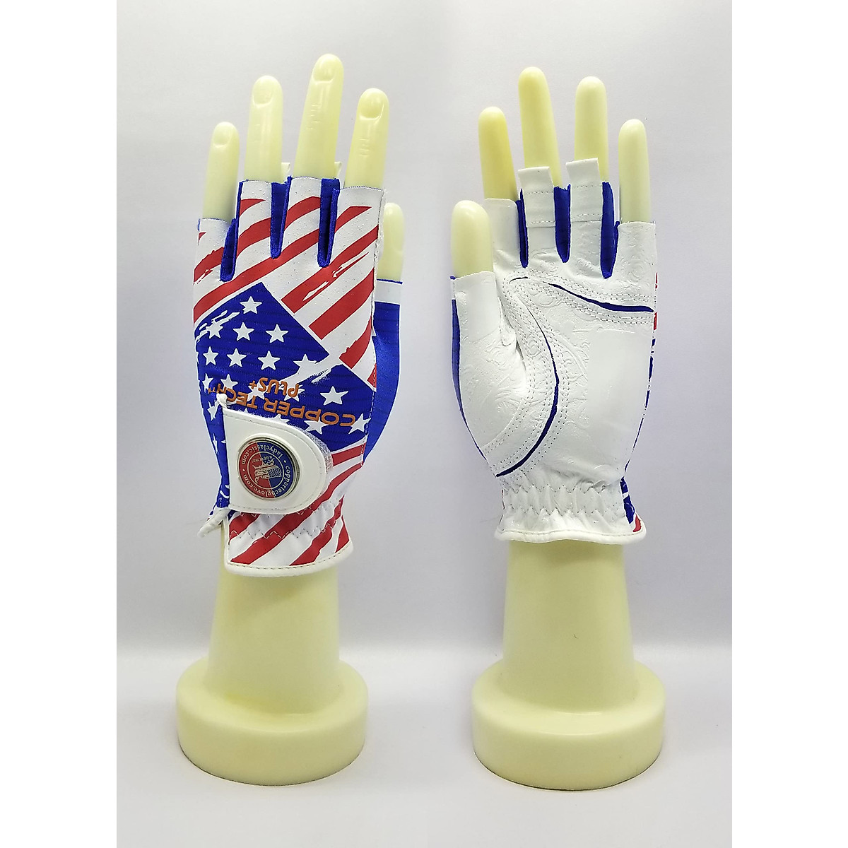 Copper Tech COPPERTECH Plus Womens Half Glove Worn ON Right Hand (White/Pink, MED to LG(ONE Size FIT Most), Worn ON RGHT Hand)