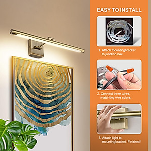 Joosenhouse Modern LED Picture Lights 24.4 inch, Antique Bronze Metal Artwork Display Lamp with Rotatable Sconces Lamp Head, 14W (70W Eqv.), Hardwired Connection, 3000K Warm White 840Lm…