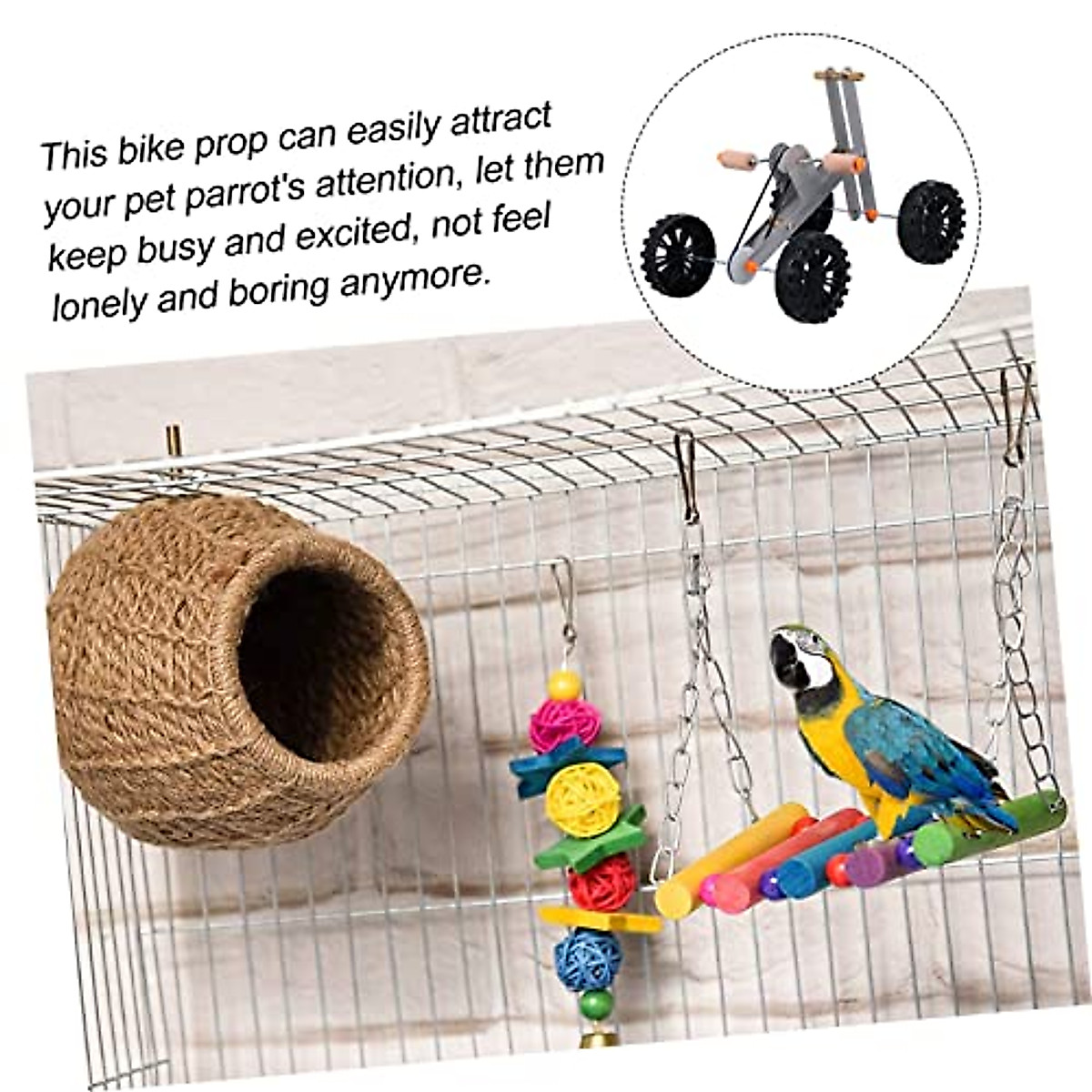 BCOATH Parrot Bicycle Toys for Boys Educational Toys for Bird Toys for Cockatiels Birds Playground for Table Finger Bikes for Parrot Desk Toy Parrot Bike Prop Steel 201 Pet