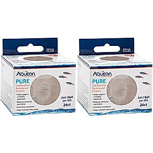 Aqueon 2 Pack of Pure Live Beneficial Bacteria and Enzymes for Aquariums, 24 Count Each, for 10 Gallon Aquariums2