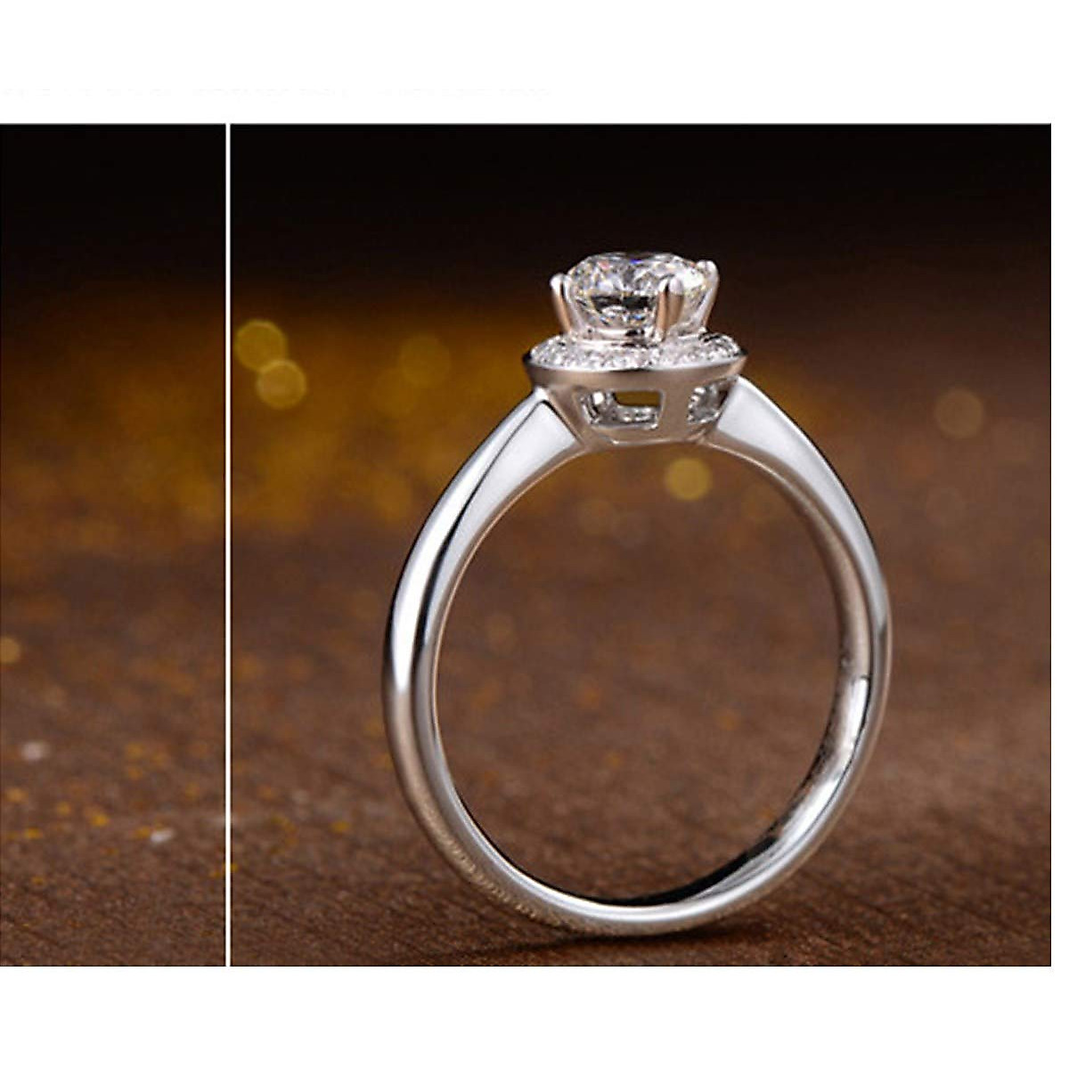 Uloveido 5mm Diamond Cut Halo Promise Engagement Anniversary Rings - Fashion 925 Sterling Silver Wedding Jewelry for Women1.54g Size 6 LJ045