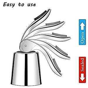 ERHIRY Wine Bottle Stopper Stainless Steel, Wine Bottle Plug with Silicone, Expanding Beverage Bottle Stopper, Reusable Wine Saver, Bottle Sealer Keeps Wine Fresh, Best Gift Accessories (2 PACK)