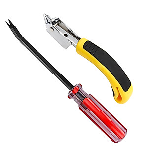 Staple Remover, Upholstery Staple Remover, Upholstery Tools Tack Lifter with Double Pronged Head Nail for All Kinds of Staples for Furniture, Yellow