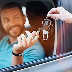 Leather Keyring Car Key Chain Ring Car Smart Keychain Key Holder Fob Clip on Belt Loops for Women, 4PCS Keychain Clip (Black)