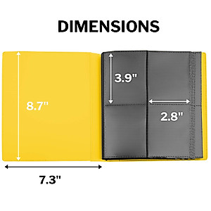 Sentinol 4 Pocket Card Binder - Collector Card Binder Hold 160 Cards Bounded in Thick Sleeves, Mini Pokemon Card Binder with Sleeves fits Football, Basketball Cards, Yugioh Cards (Yellow, 1 Pack)
